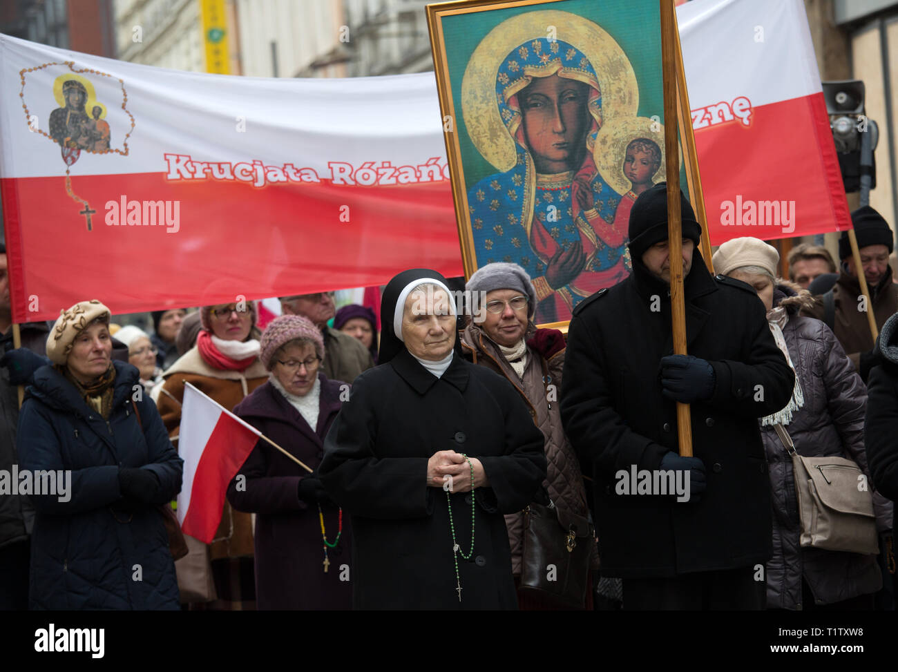 21.01.2018, Poznan, Wielkopolska, Poland - March of national Catholic ...