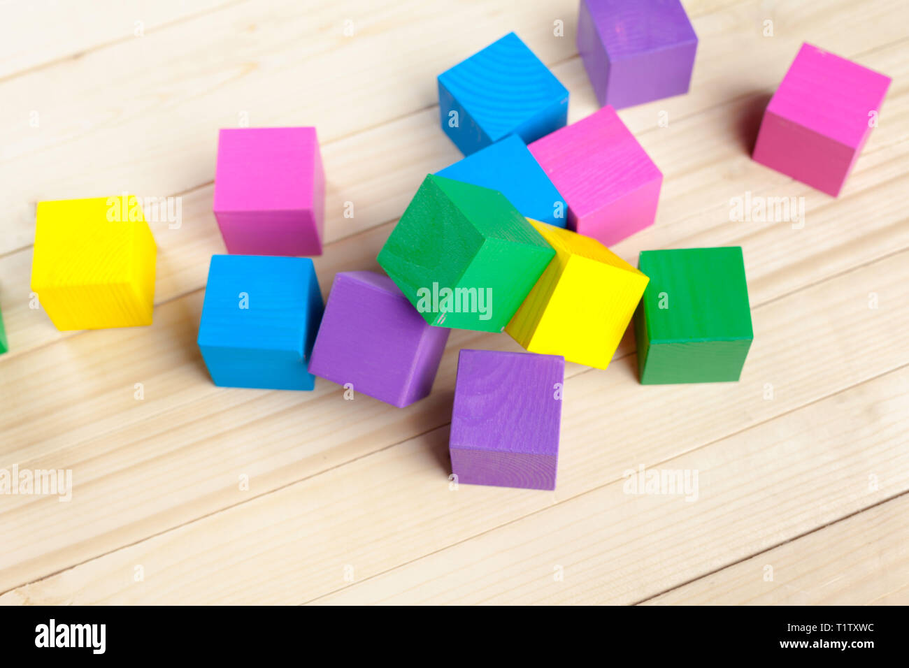 Colorful wooden building blocks Stock Photo - Alamy