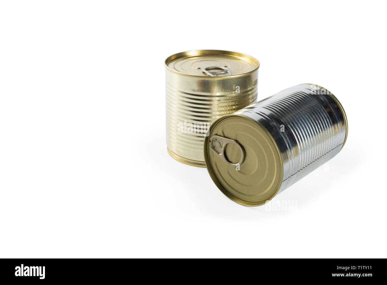 metal cans on a white background Stock Photo - Alamy