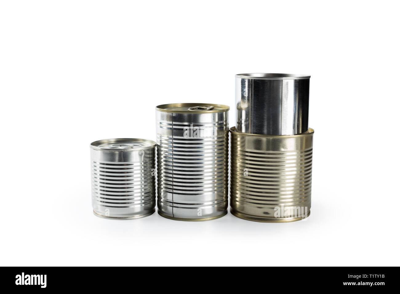 metal cans on a white background Stock Photo - Alamy