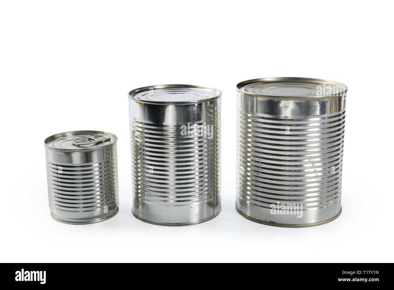 metal cans on a white background Stock Photo - Alamy