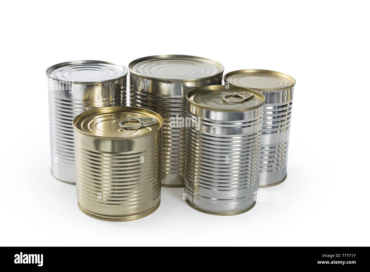metal cans on a white background Stock Photo - Alamy