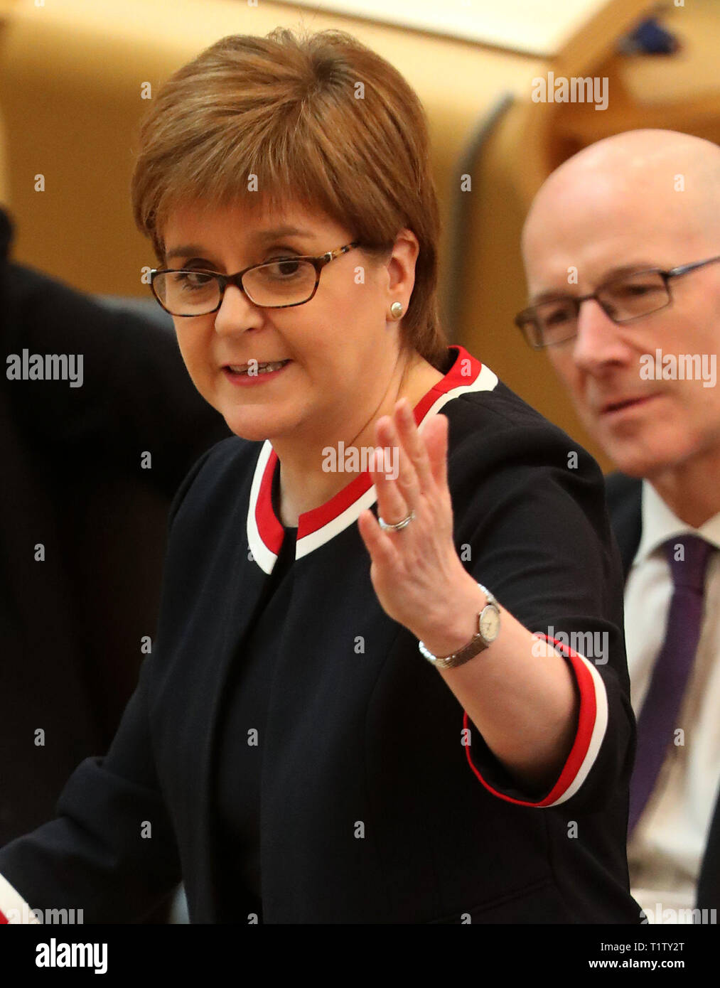 First Minister Nicola Sturgeon in the debating chamber during First ...