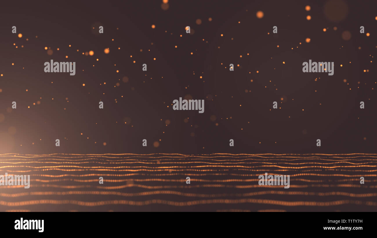 Gold Particles textured abstract particle network, science, technology ...