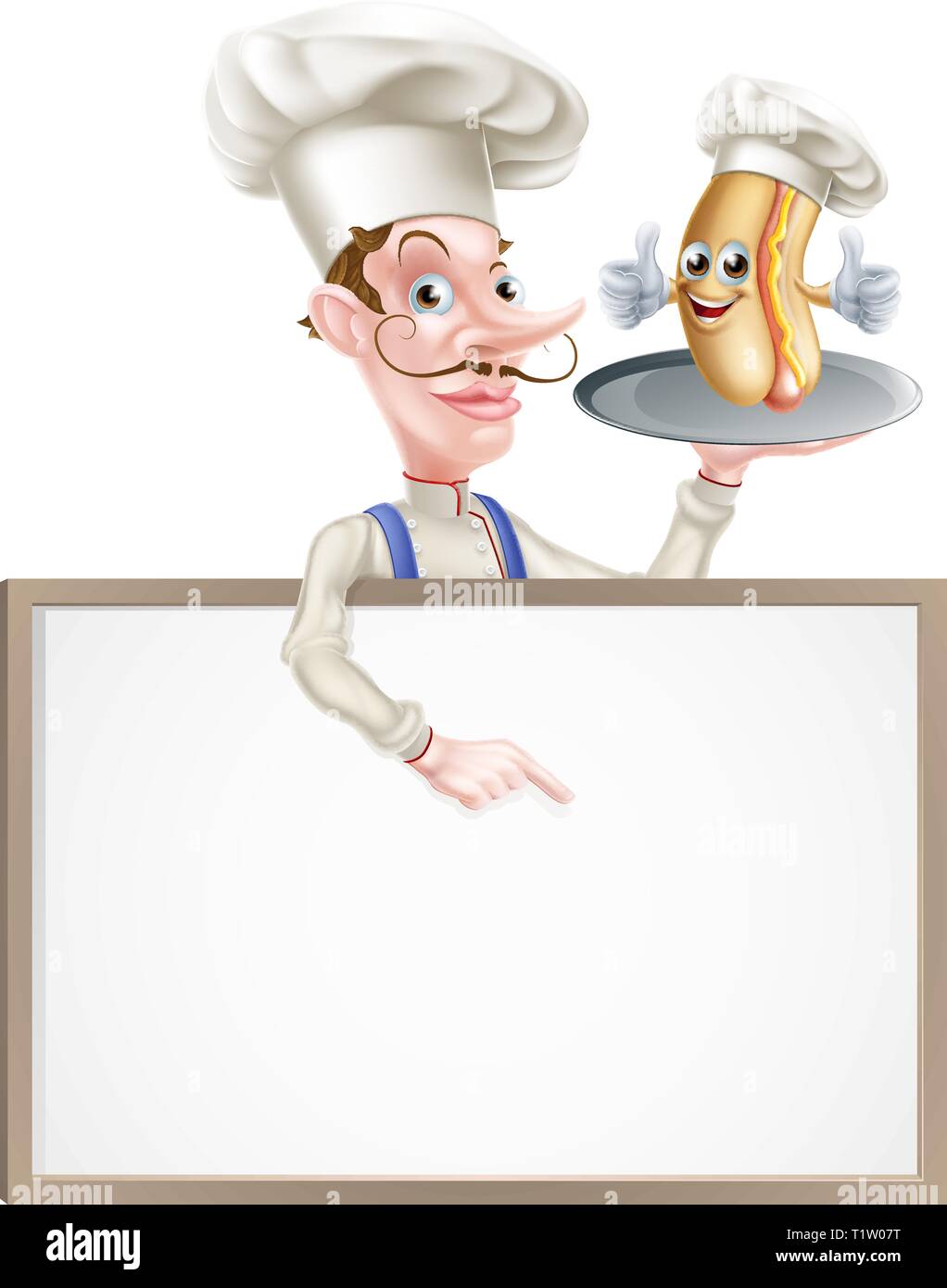Hotdog Cartoon Chef Pointing Stock Vector Image & Art - Alamy