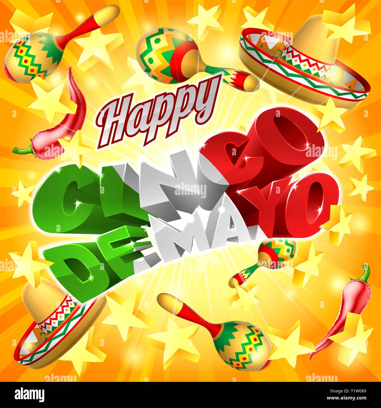 Cinco De Mayo Mexican Holiday Stars Background Stock Vector Image & Art ...