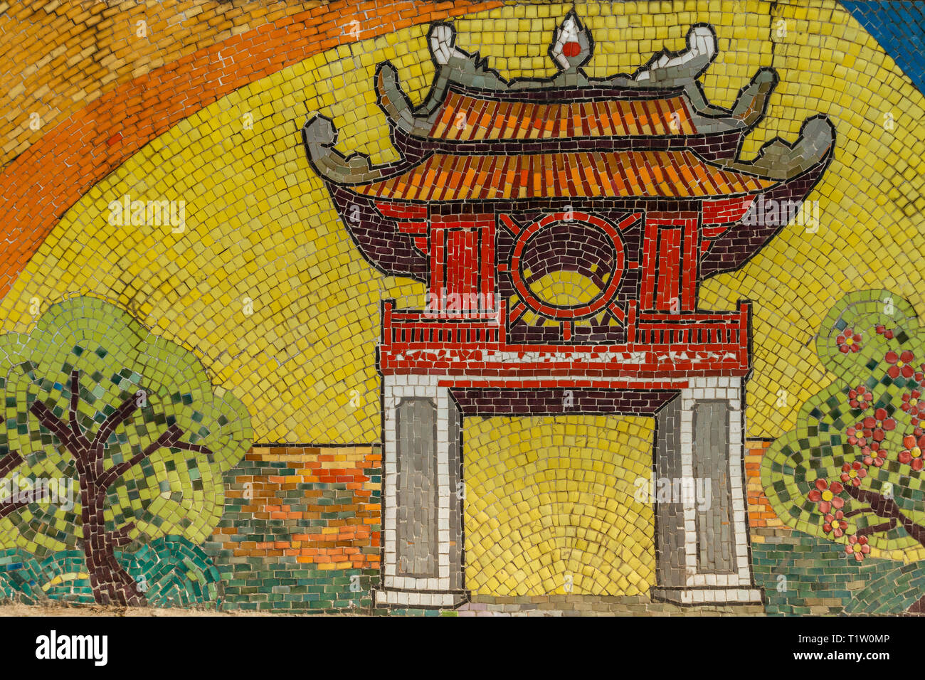 Hanoi Ceramic Mosaic Mural or Hanoi Ceramic Road. Vietnam. Depicting ...