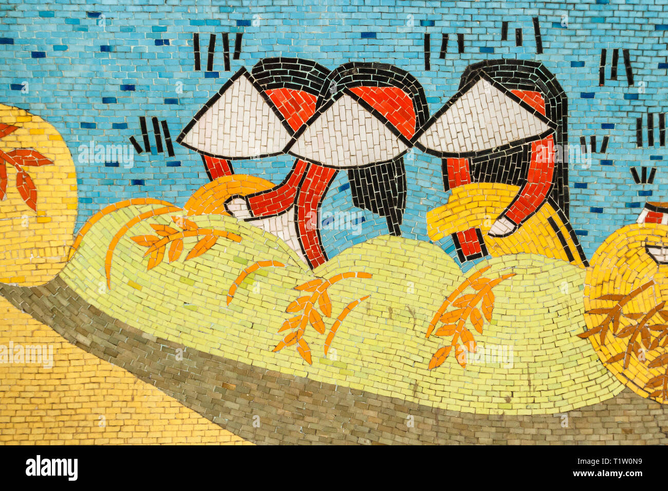 Hanoi Ceramic Mosaic Mural or Hanoi Ceramic Road. Vietnam. Depicting ...