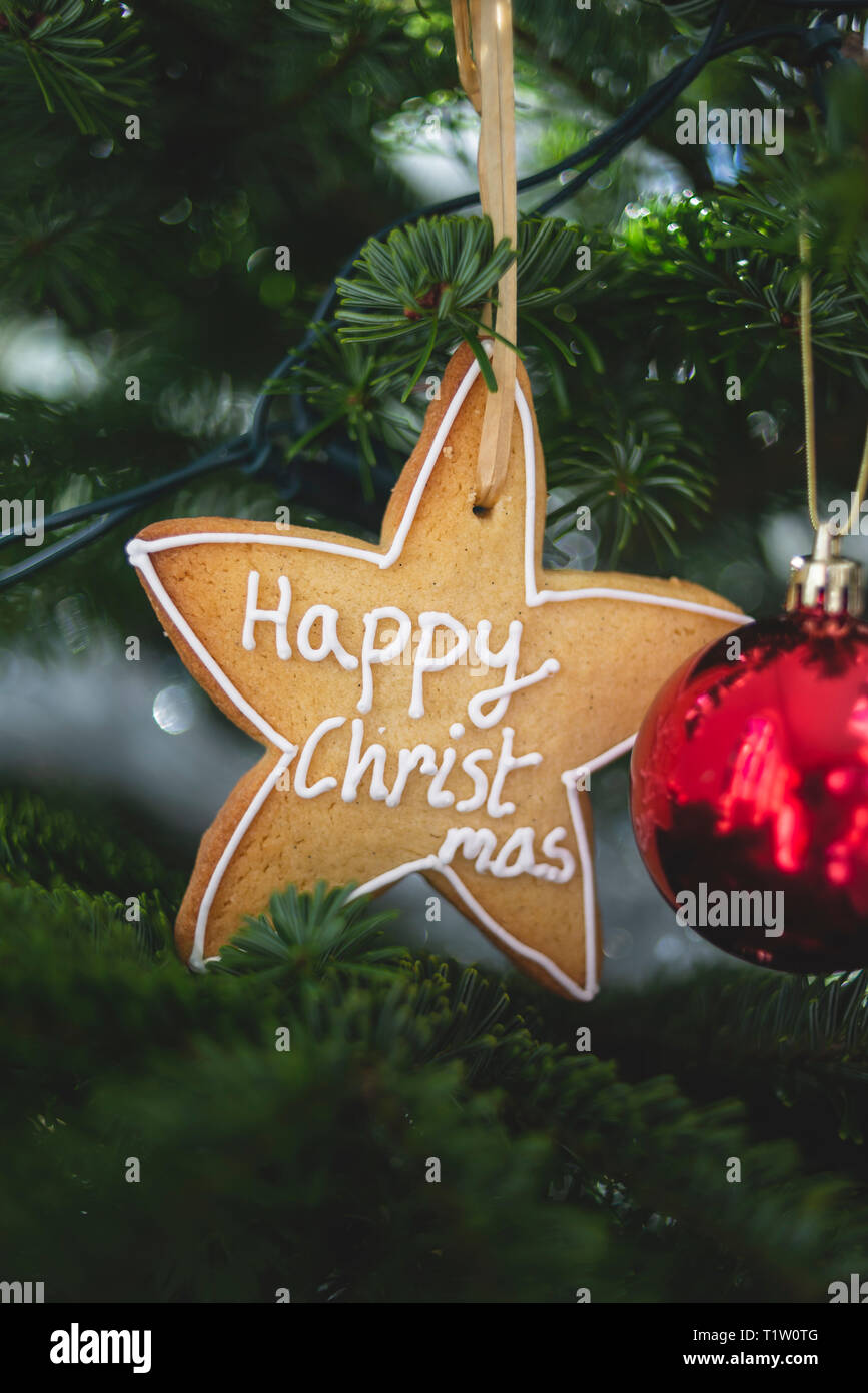Beautiful christmas biscuits decorating the tree Stock Photo - Alamy