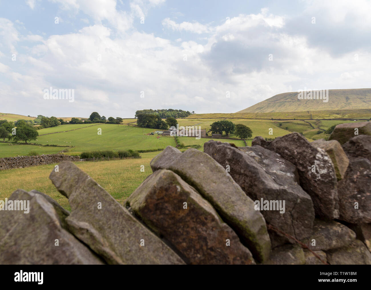 Dry stone wall uplands farm Lancashire Stock Photo - Alamy