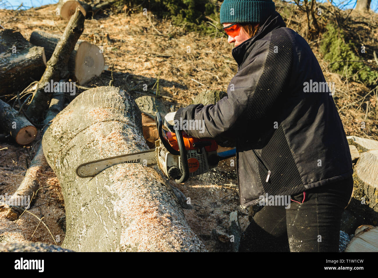 Chainsaw woman chain saw hi-res stock photography and images - Alamy