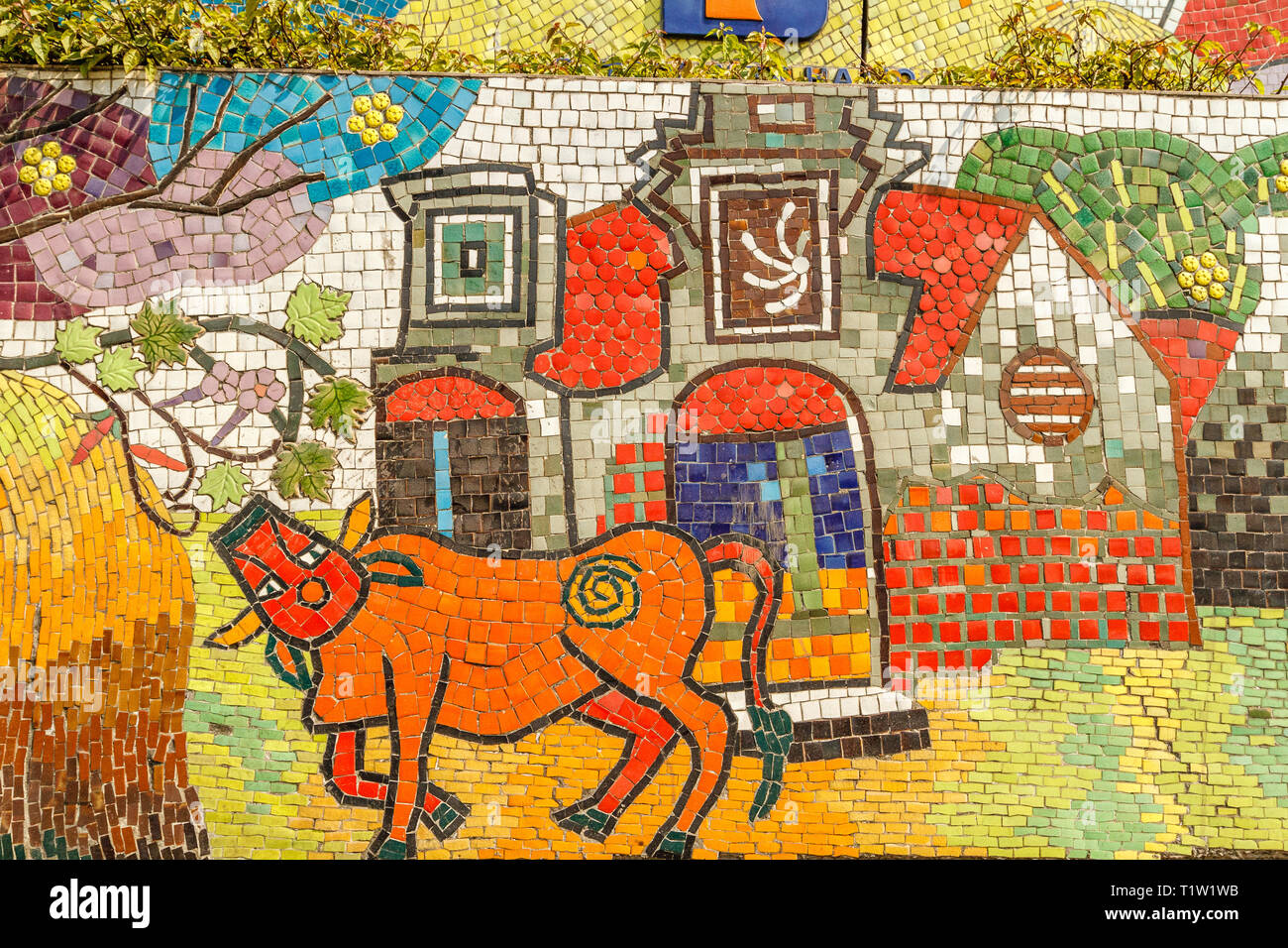Hanoi Ceramic Mosaic Mural or Hanoi Ceramic Road. Vietnam. Depicting ...