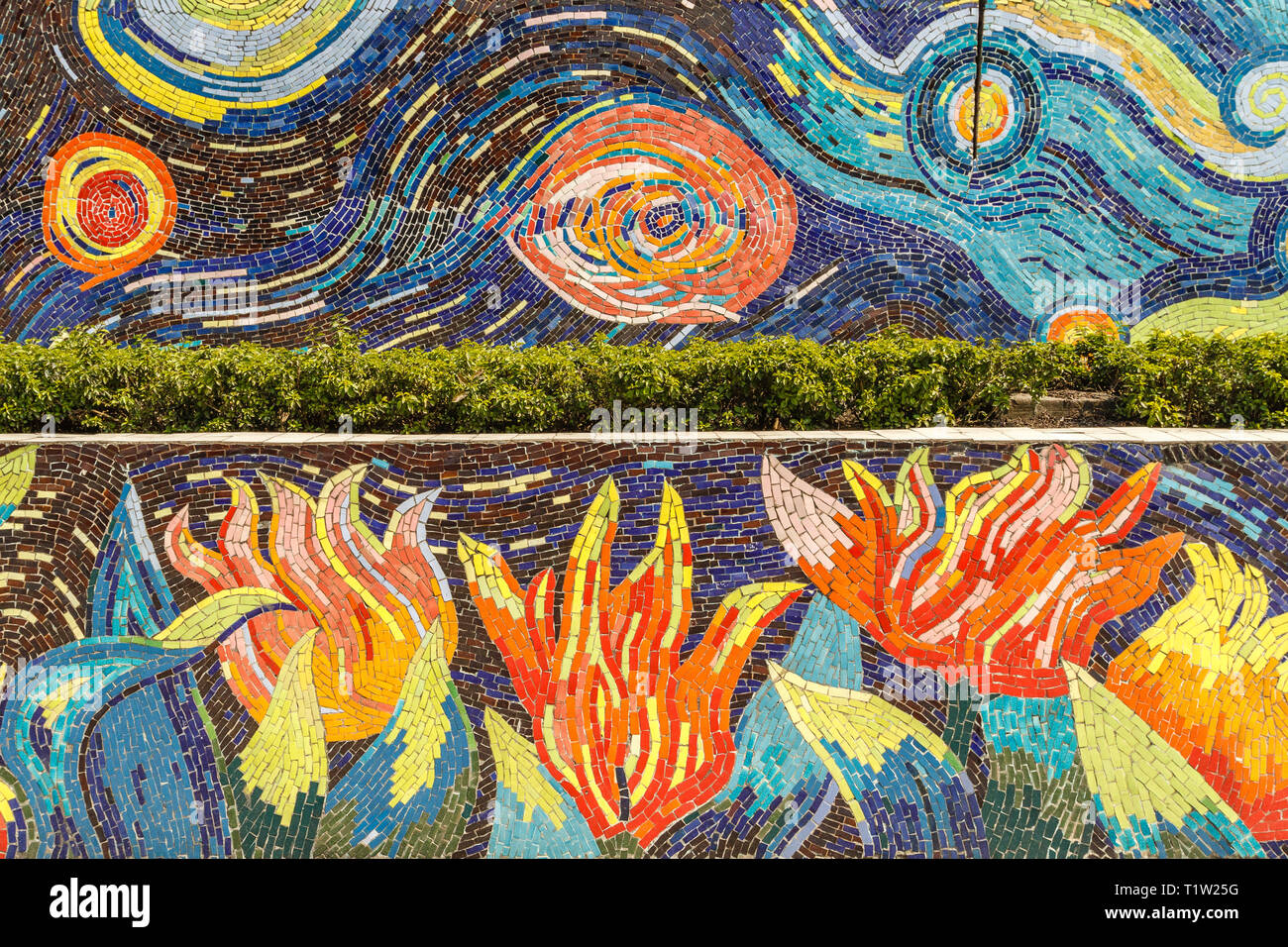 Hanoi Ceramic Mosaic Mural or Hanoi Ceramic Road. Vietnam. Depicting ...