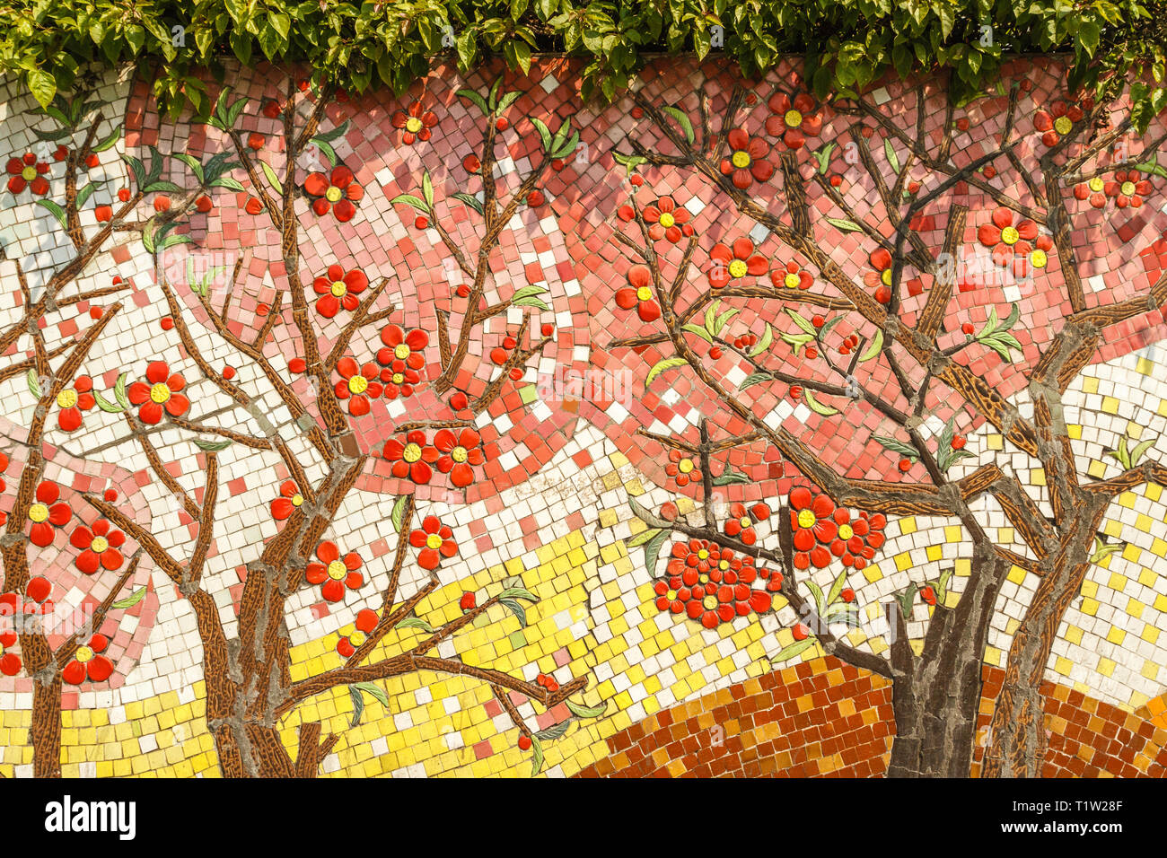 Hanoi Ceramic Mosaic Mural or Hanoi Ceramic Road. Vietnam. Depicting ...