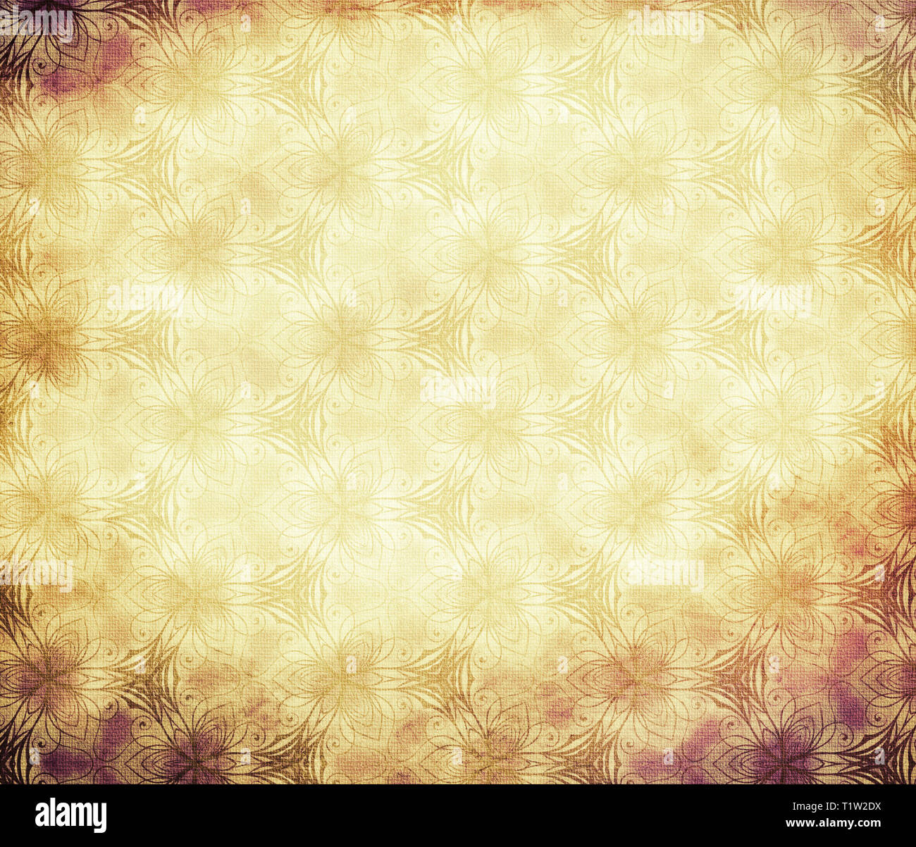 Vintage wall-paper vignettes with an abstract flower pattern, sand ...