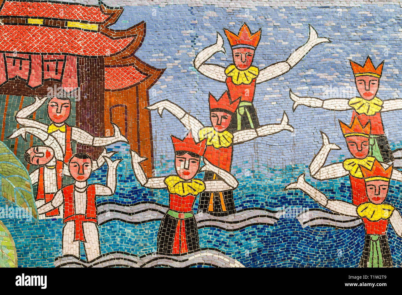 Hanoi Ceramic Mosaic Mural or Hanoi Ceramic Road. Vietnam. Depicting ...