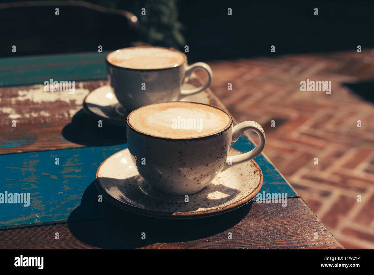 Two cups cappuccino hi-res stock photography and images - Alamy
