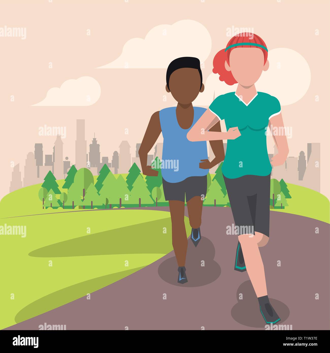 Fitness couple running Stock Vector Image & Art - Alamy