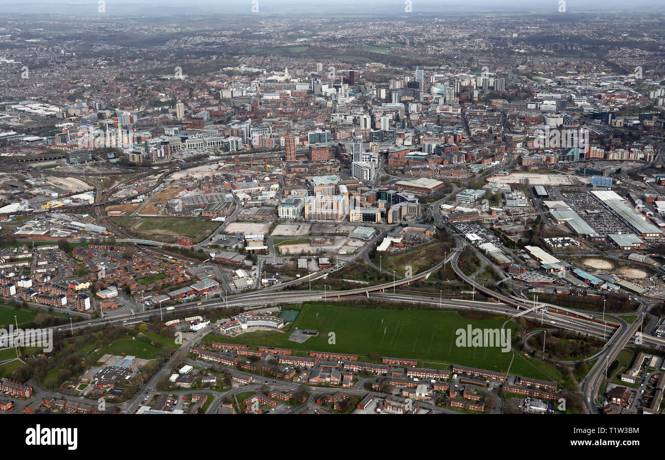 aerial view of the Leeds city centre skyline Stock Photo - Alamy
