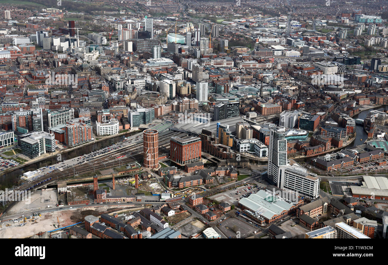 aerial view of the Leeds city centre skyline Stock Photo - Alamy