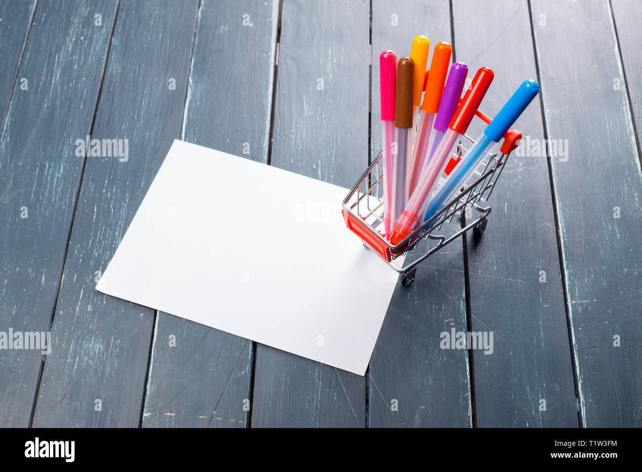 clean sheets on table with markers Stock Photo - Alamy