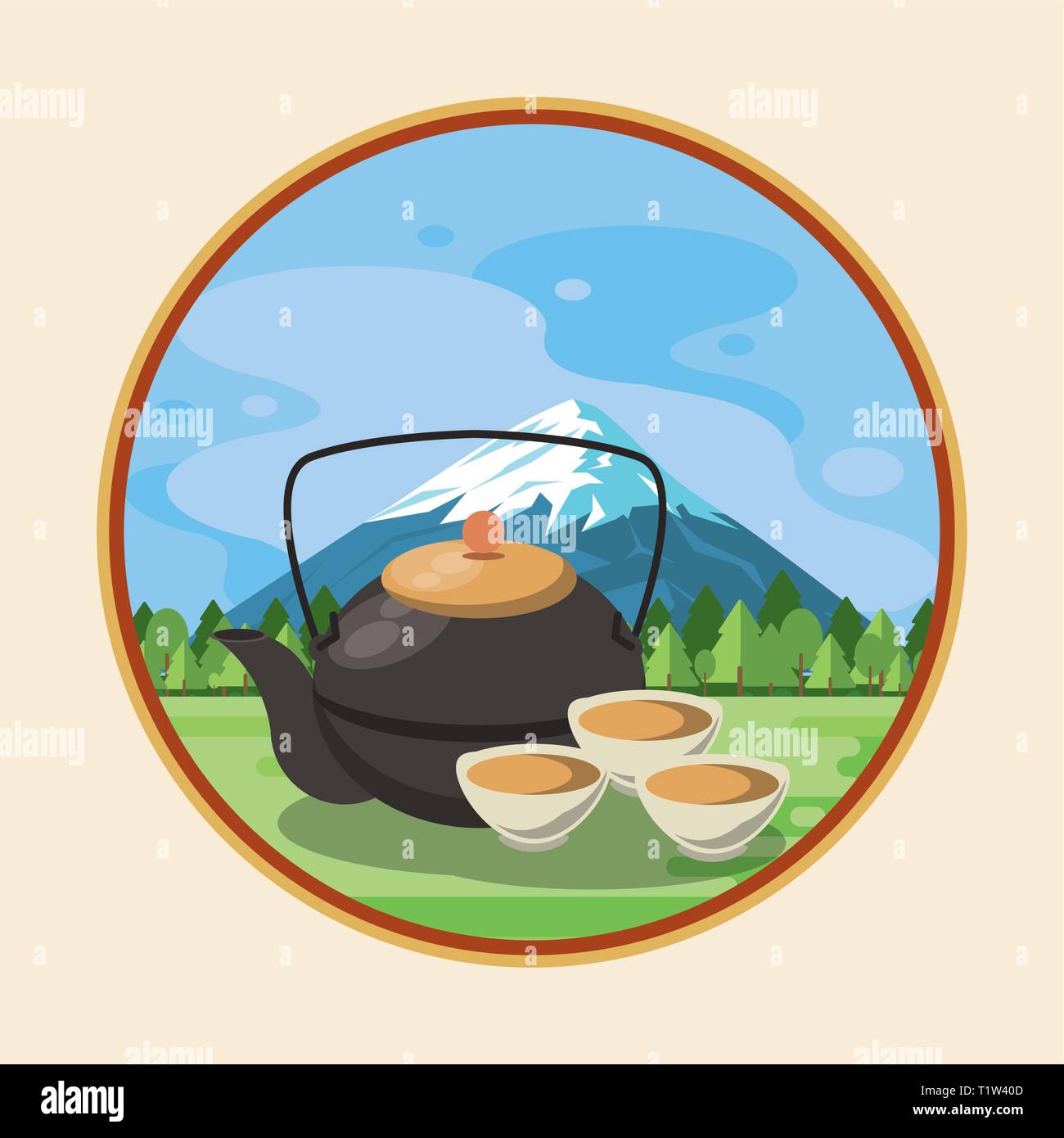 Japanese tea pot with cups Stock Vector Image & Art - Alamy