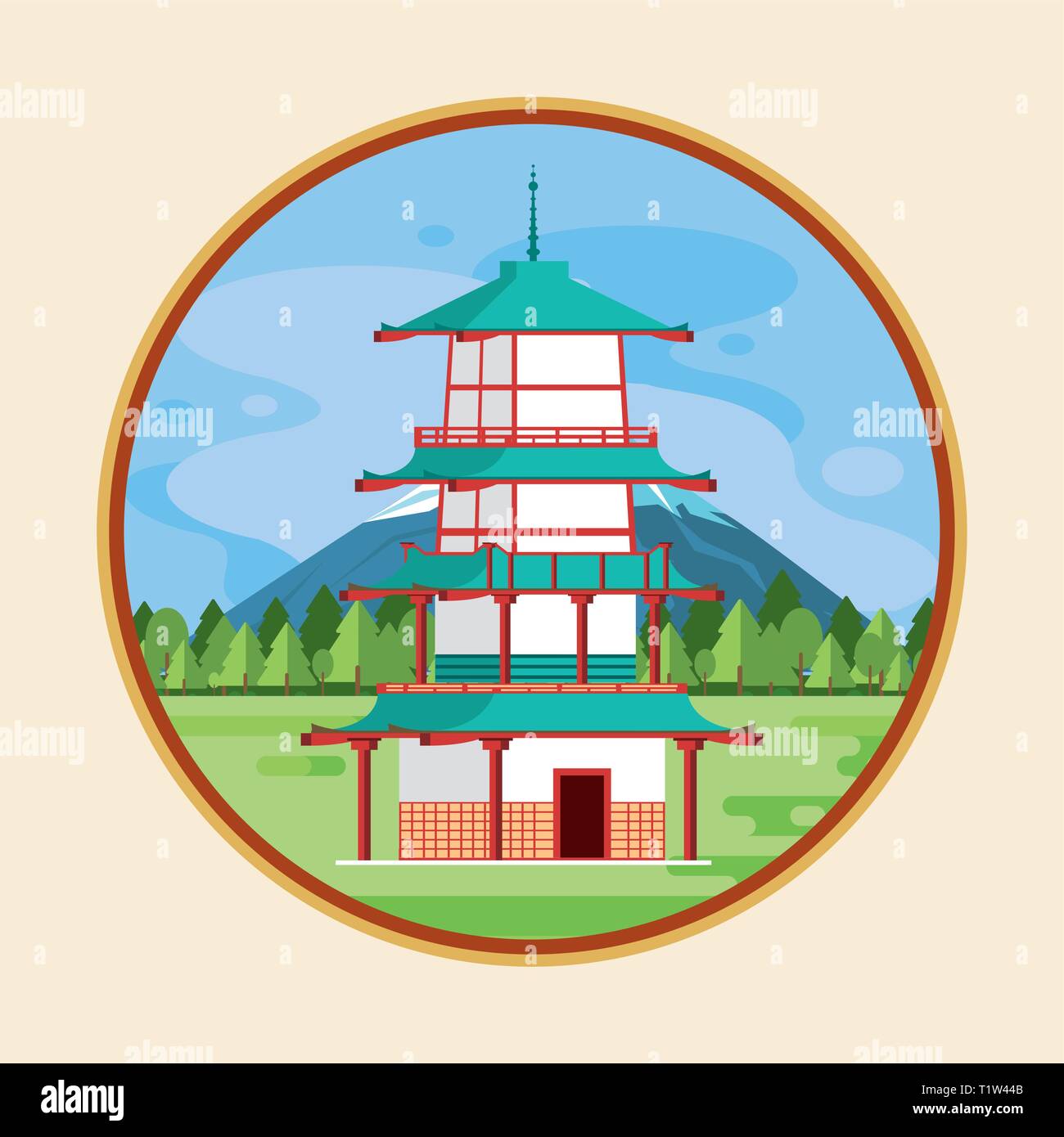 Japanese architecture in nature Stock Vector Image & Art - Alamy