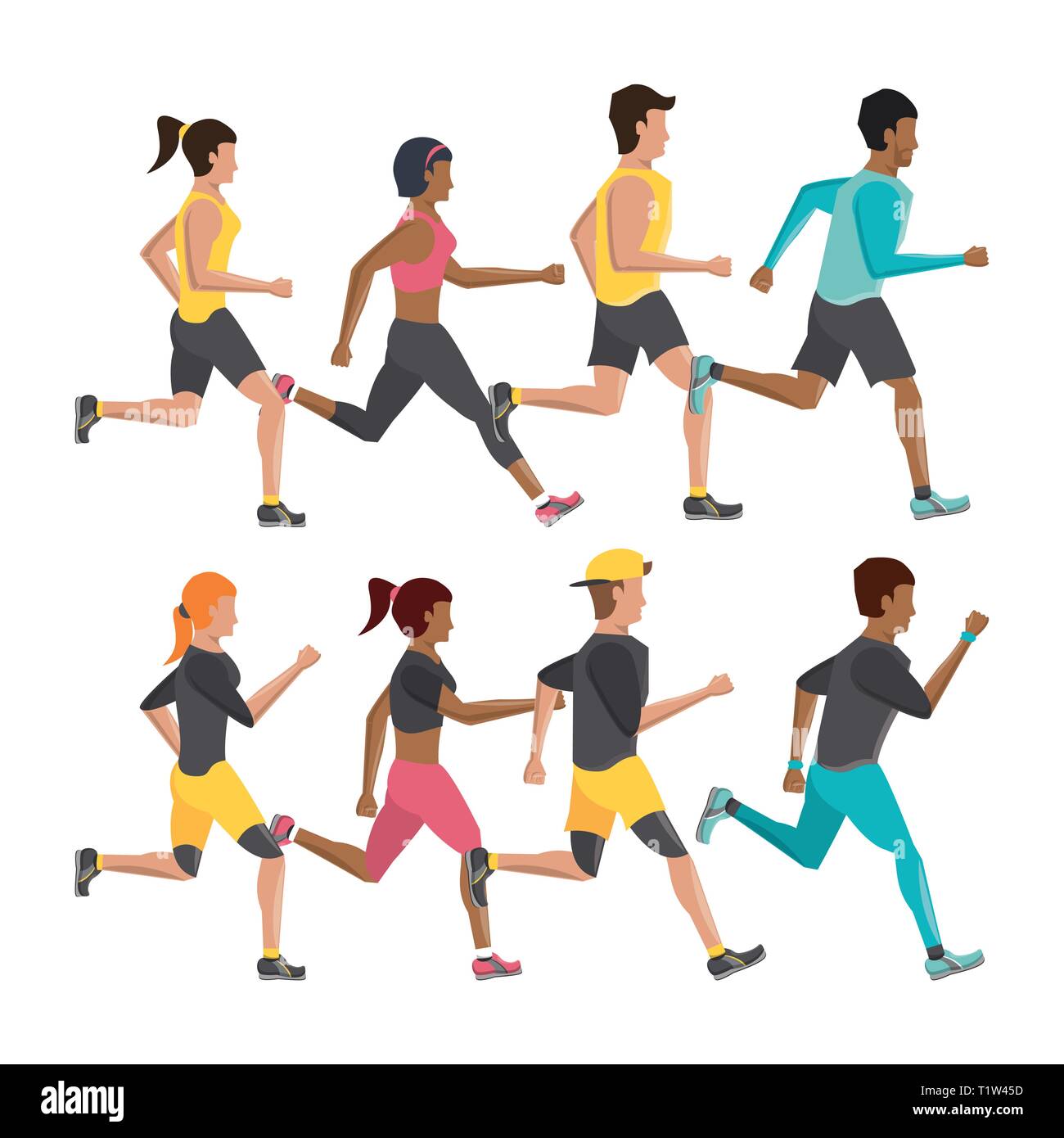 Fitness people running characters Stock Vector Image & Art - Alamy