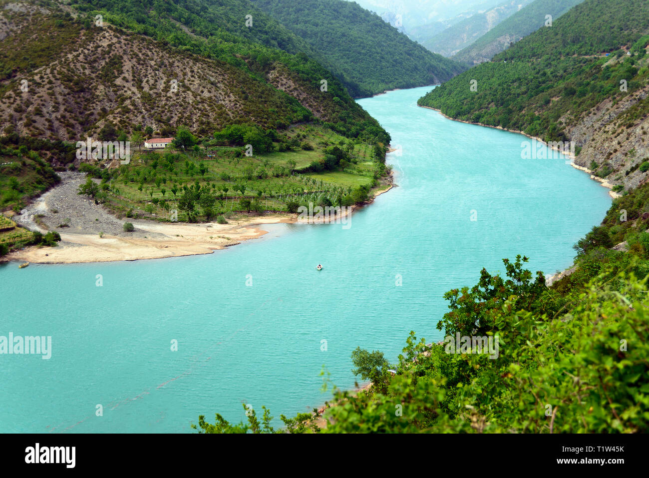 River Mat, Shkopet reservoir, Ulza Regional Nature Park, Albania, Mati ...