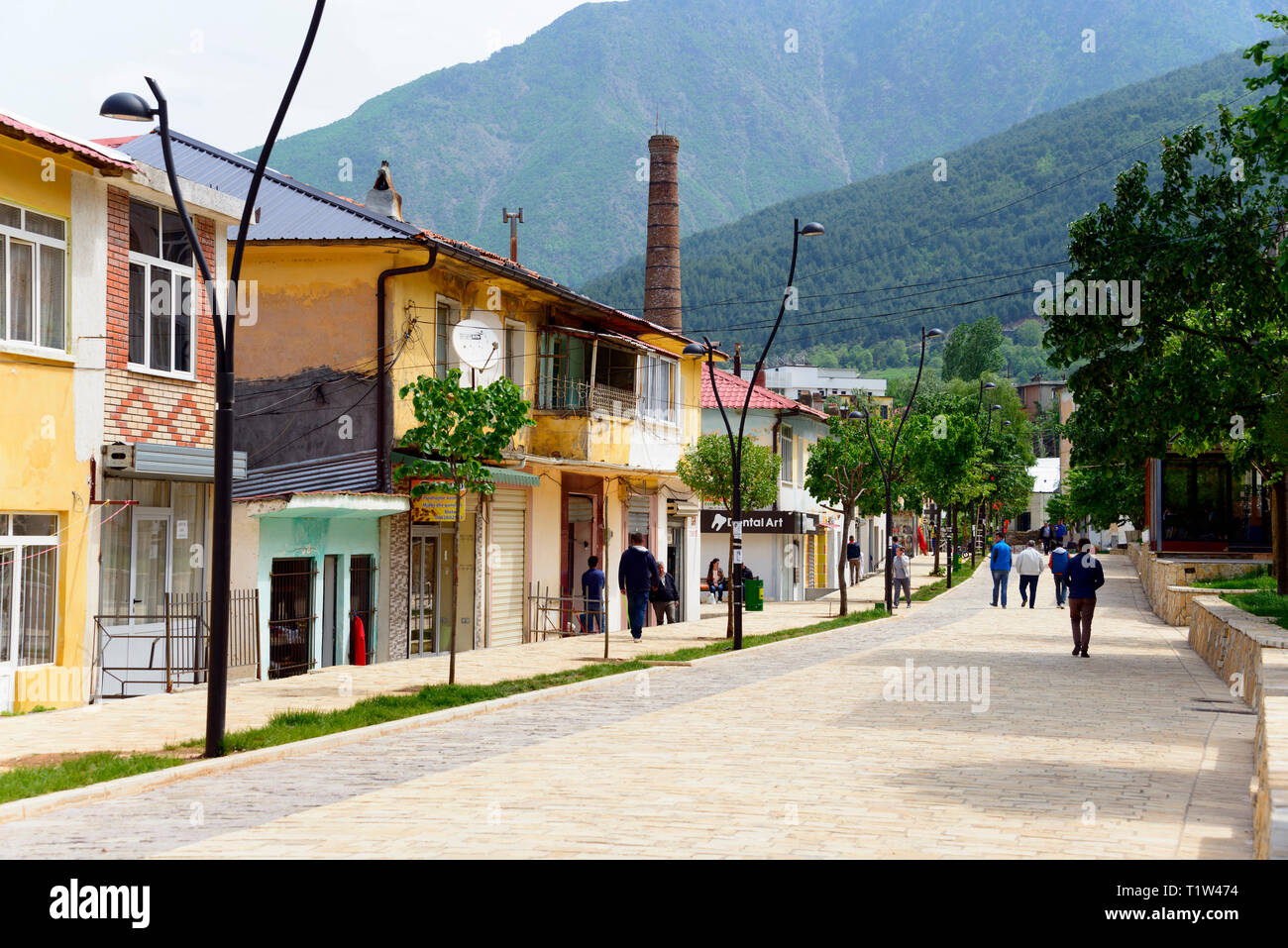 Pedestrian zone, Bulqiza, Albania Stock Photo - Alamy