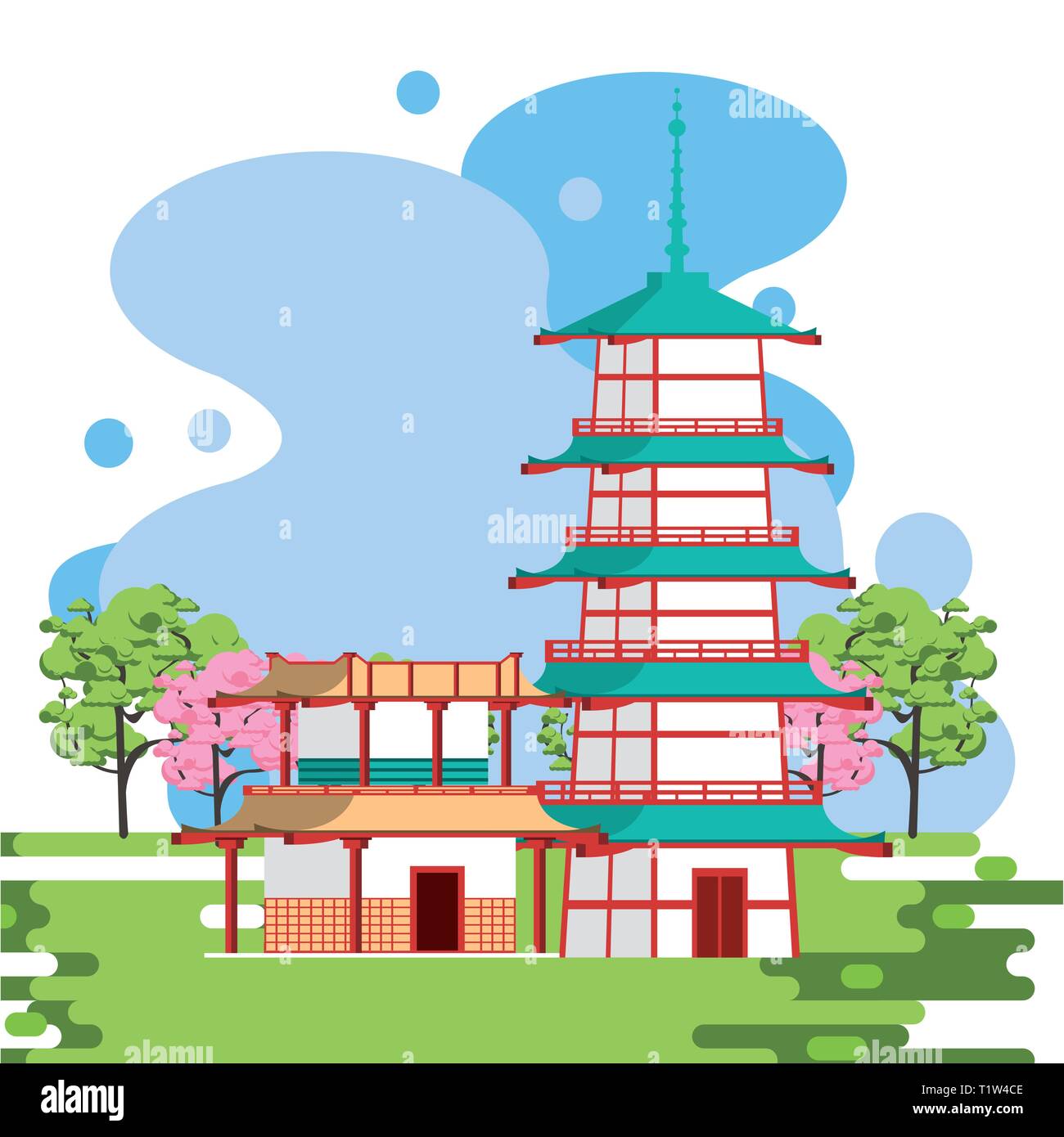 Japanese architecture in nature Stock Vector Image & Art - Alamy
