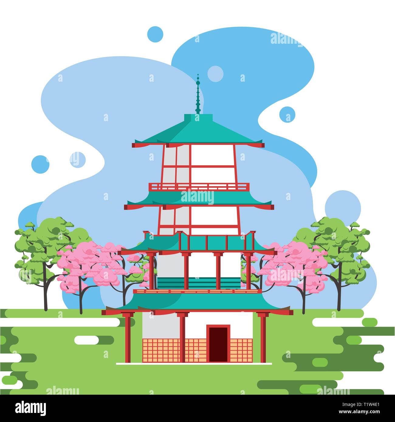 Japanese architecture in nature Stock Vector Image & Art - Alamy