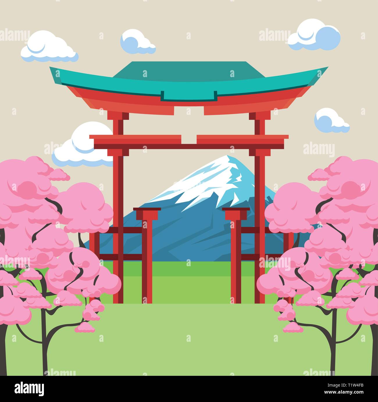Japanese temple in nature Stock Vector Image & Art - Alamy