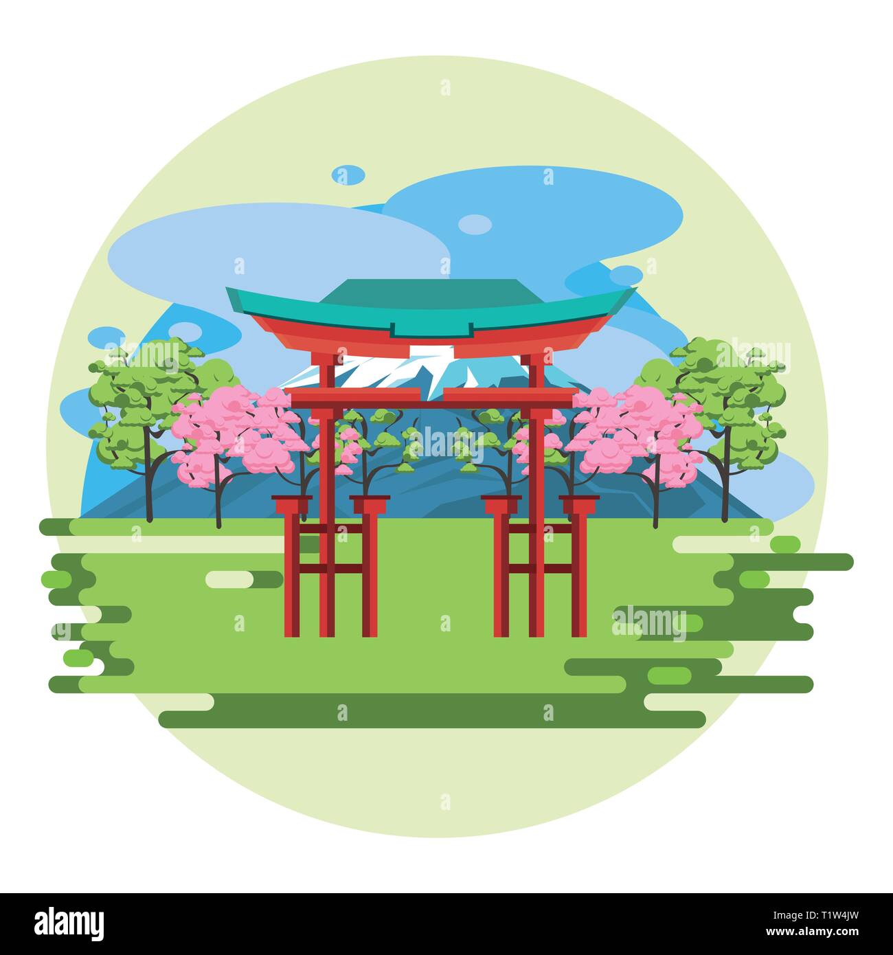 Japanese temple in nature Stock Vector Image & Art - Alamy