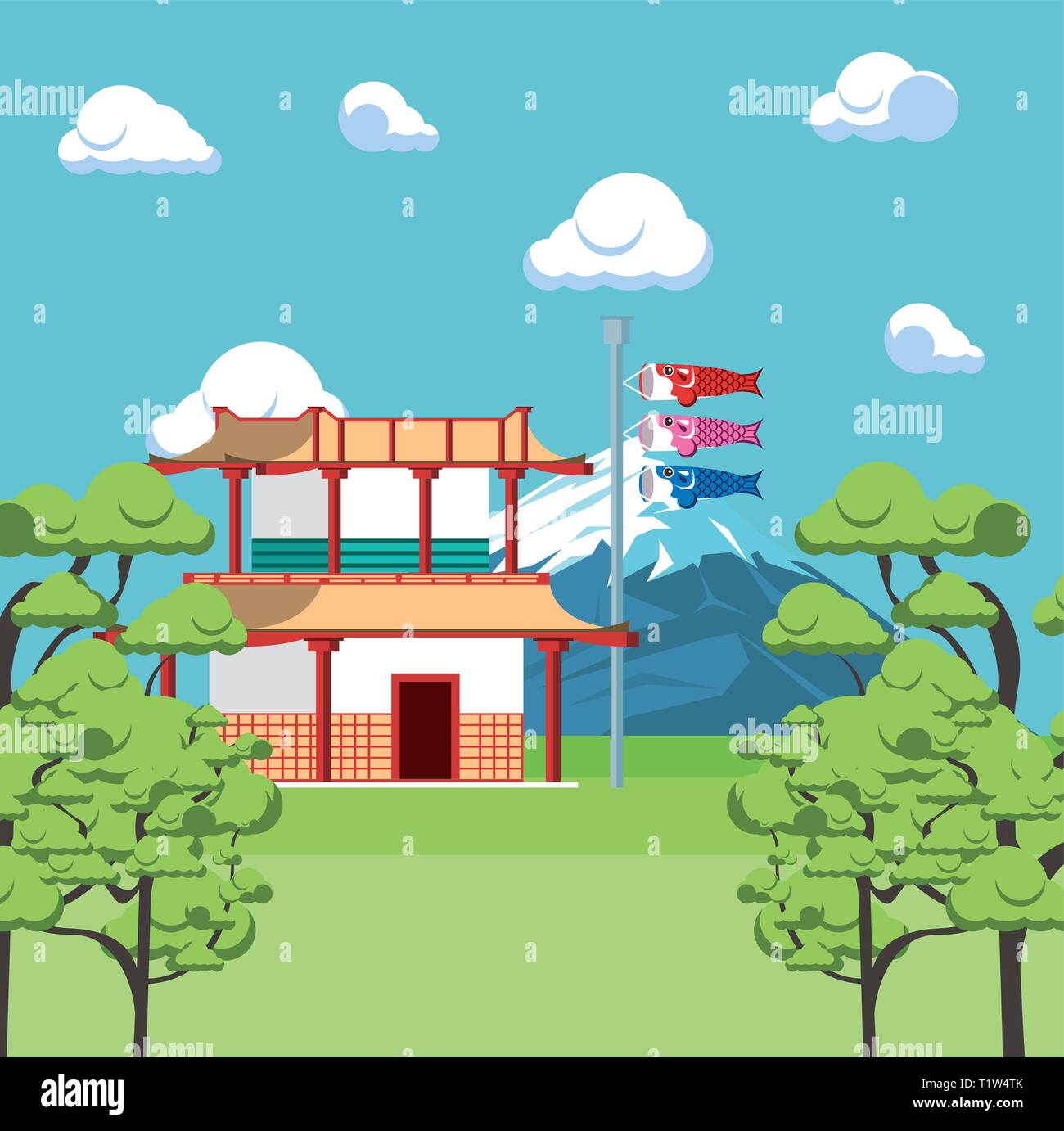 Japanese temple in nature Stock Vector Image & Art - Alamy