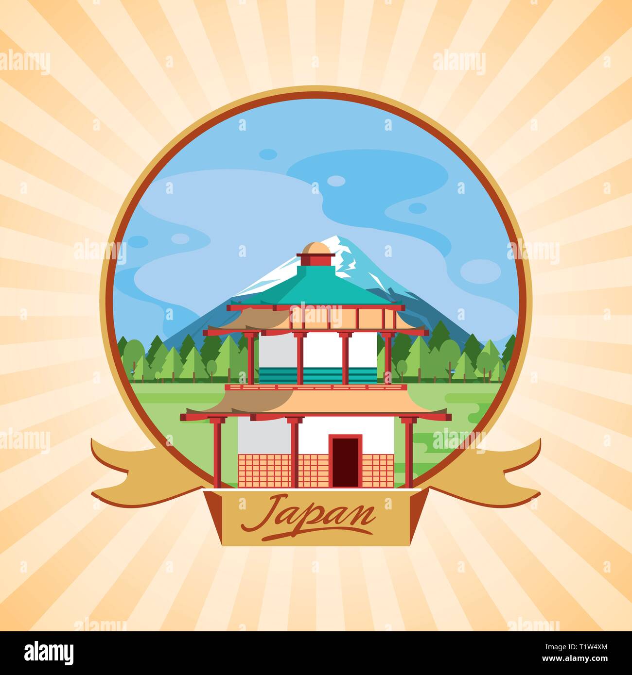 Japanese temple in nature Stock Vector Image & Art - Alamy