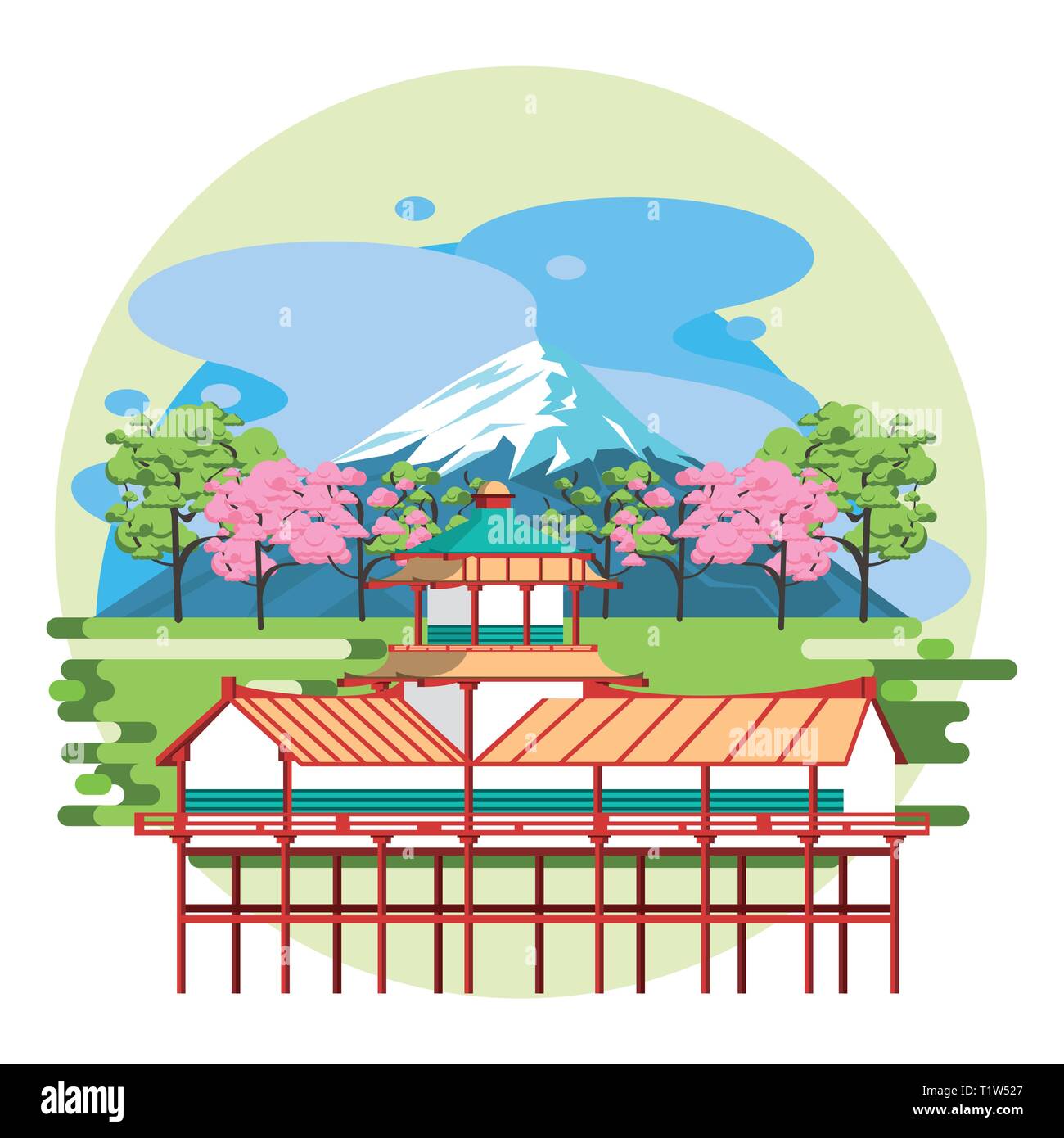Japanese temple in nature Stock Vector Image & Art - Alamy