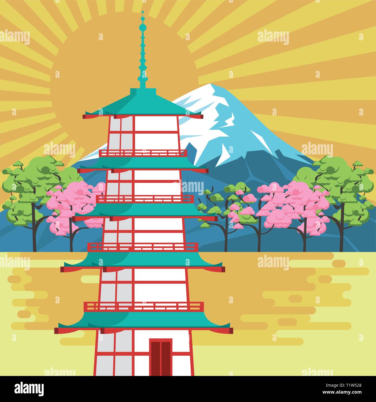 Japanese temple in nature Stock Vector Image & Art - Alamy