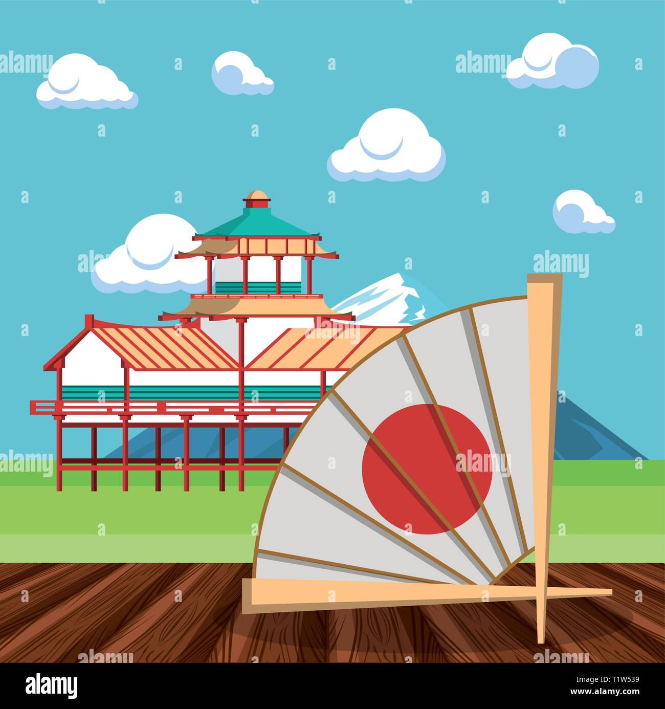 Japanese architecture in nature Stock Vector Image & Art - Alamy