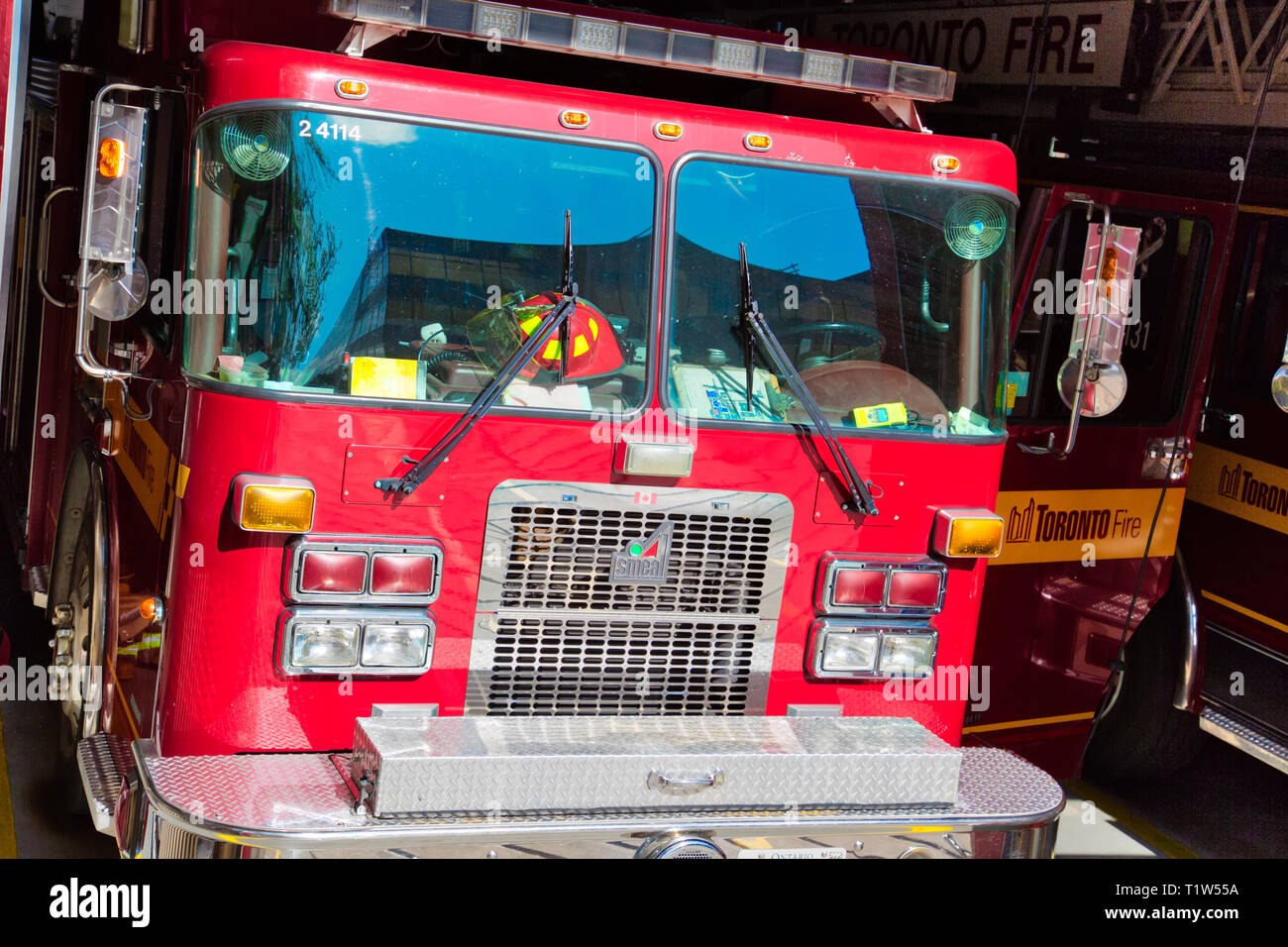 Toronto, Canada-20 October, 2017: Fire truck at a fire station ready to ...