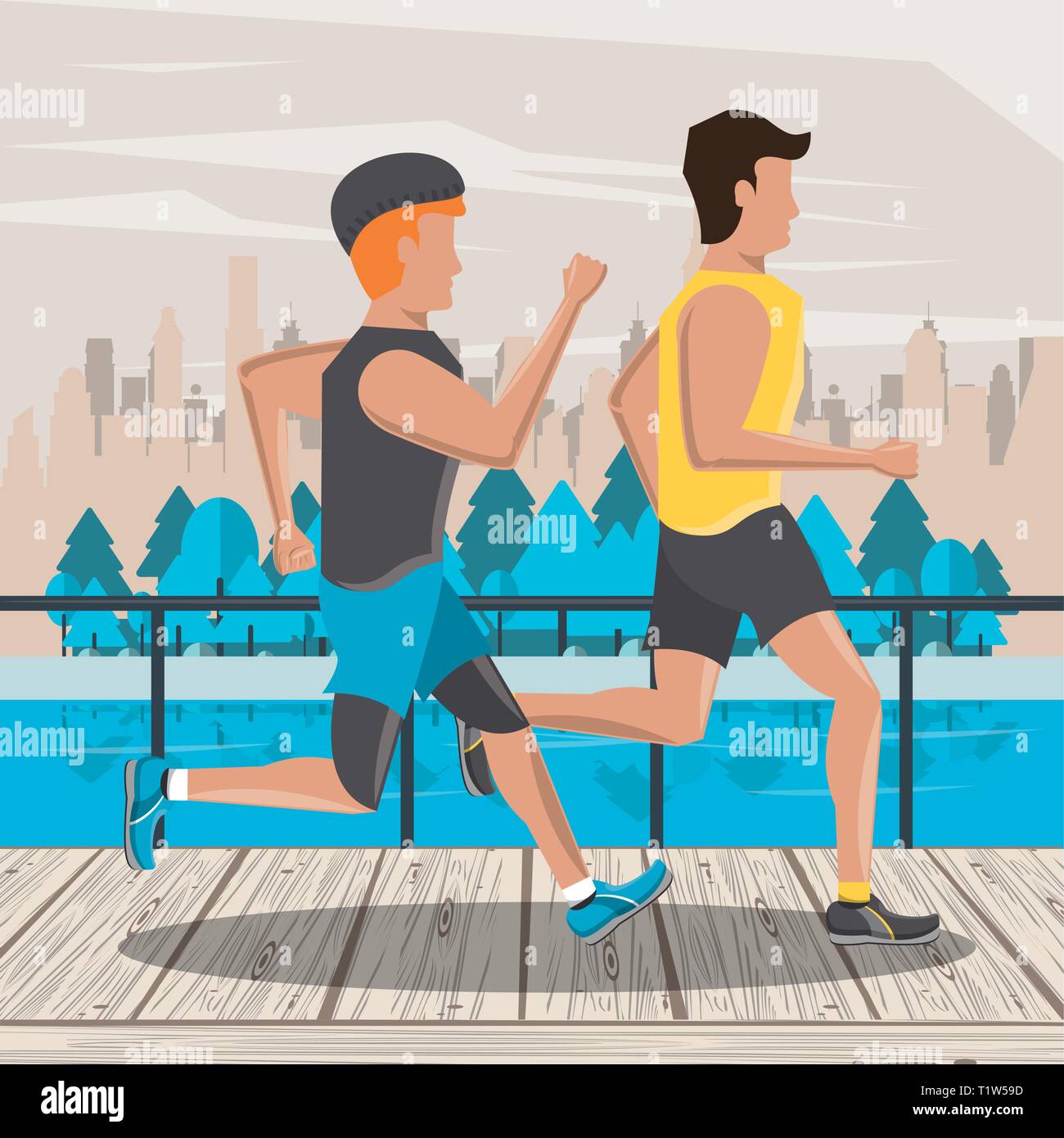 Fitness couple friends running Stock Vector Image & Art - Alamy