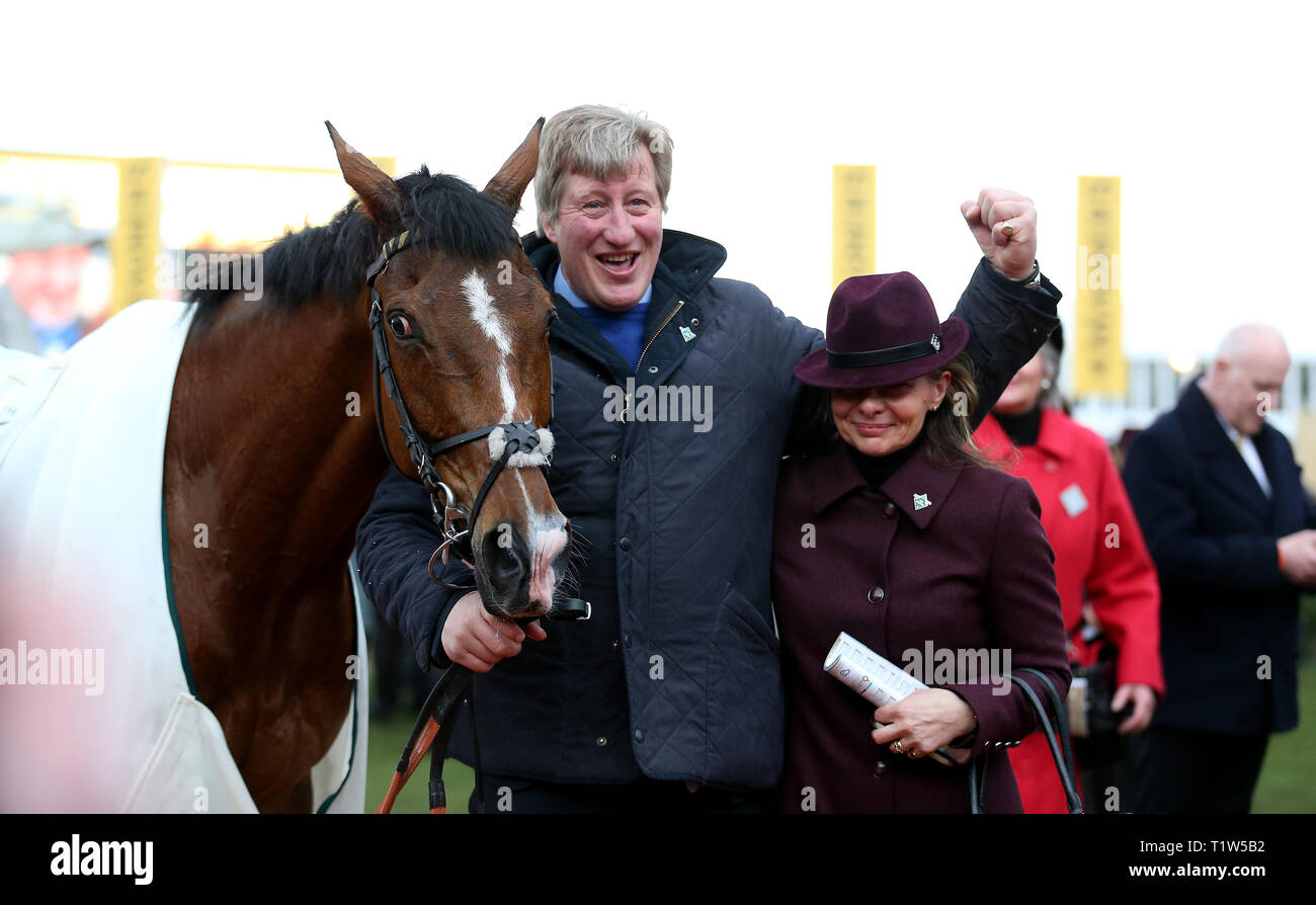 Trainer Ben Case (centre) with horse Croco Bay after victory at the ...