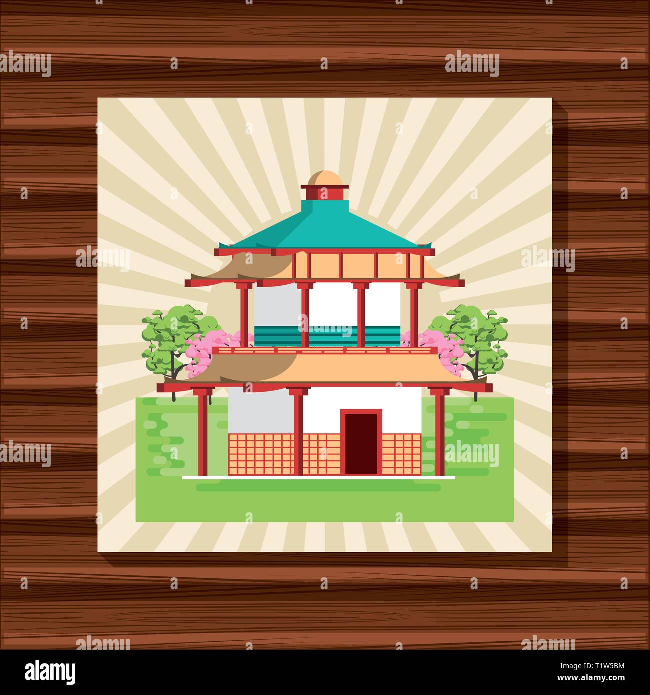 Japanese temple in nature Stock Vector Image & Art - Alamy