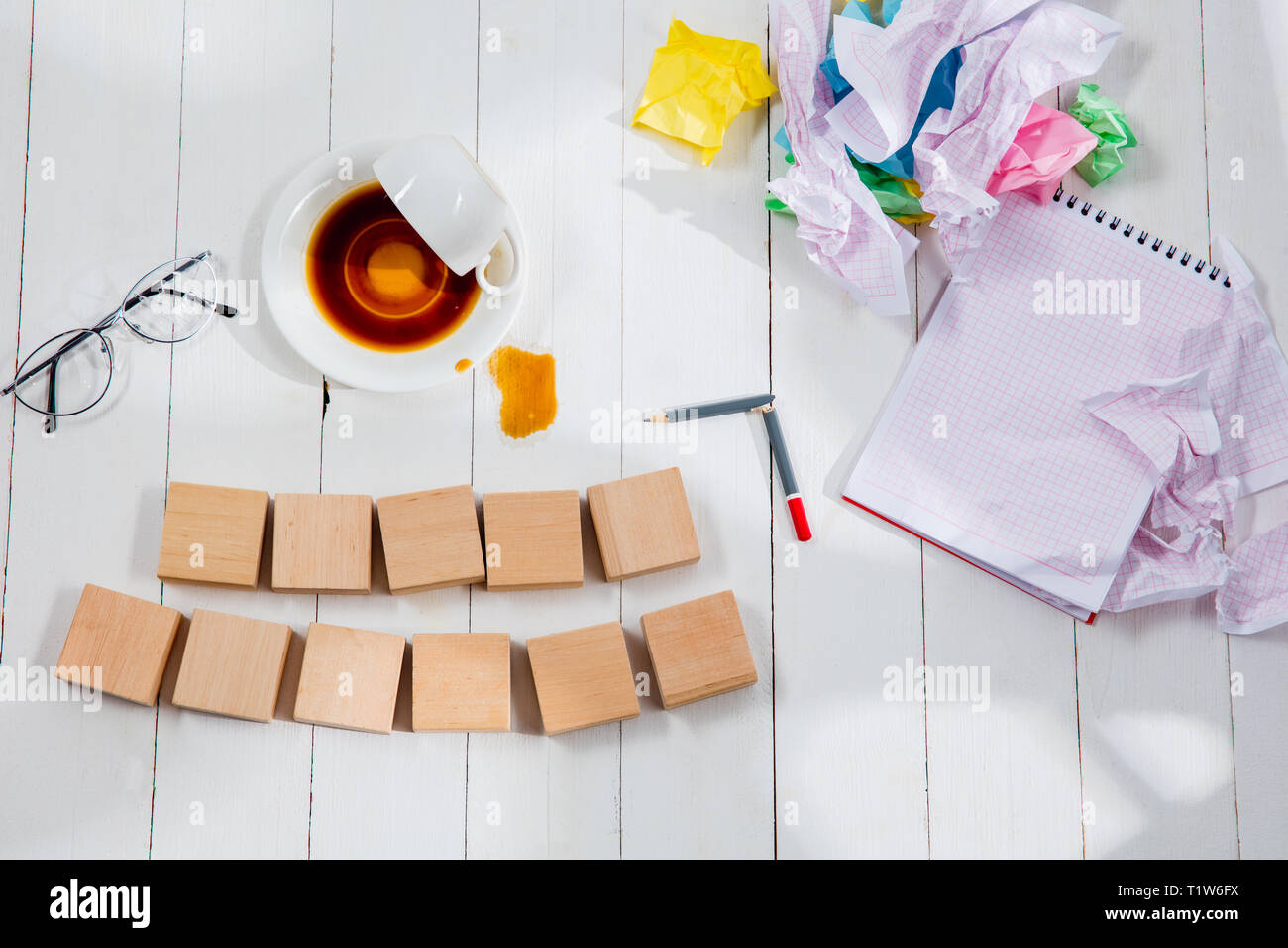 Message in wooden cubes on a table background. Lifestyle, business ...