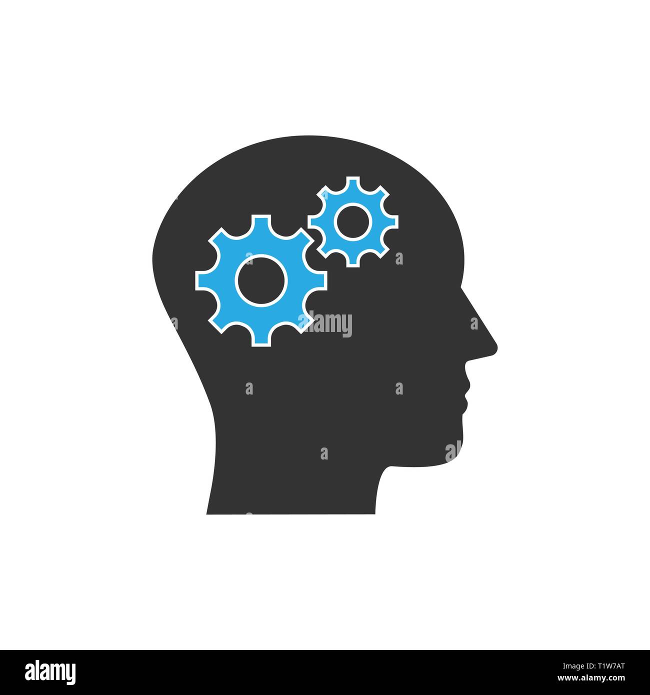 Vector illustration, flat design. Head, gear solution idea icon Stock ...