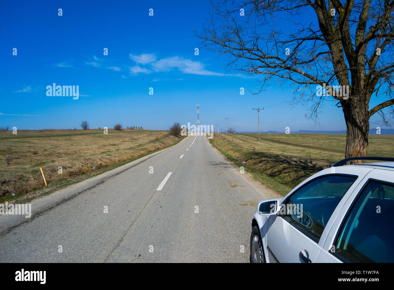 spring day on the road with the car Stock Photo - Alamy