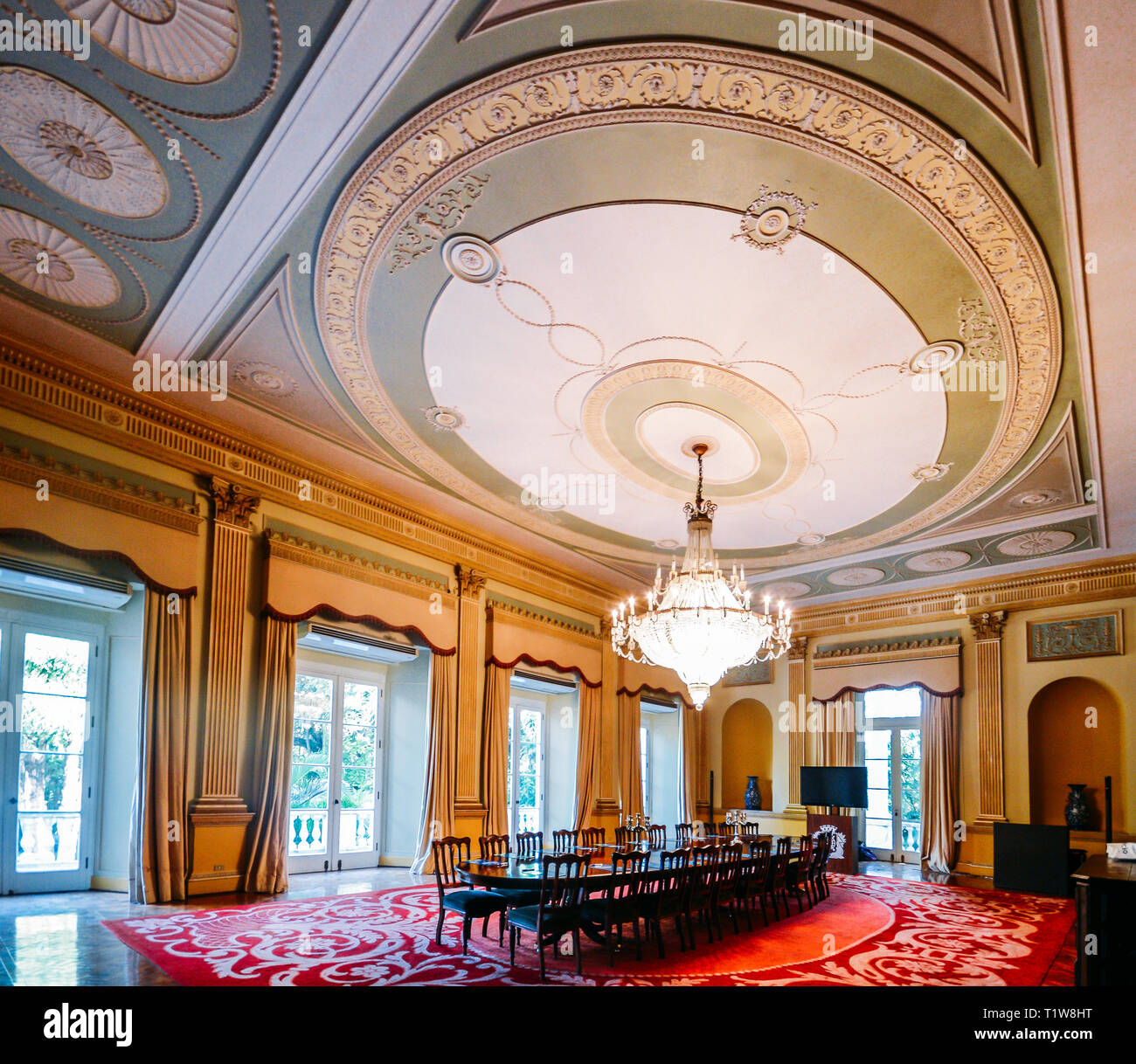 Dining hall at Palacio da Cidade, in Botafogo, Rio de Janeiro, Brazil ...