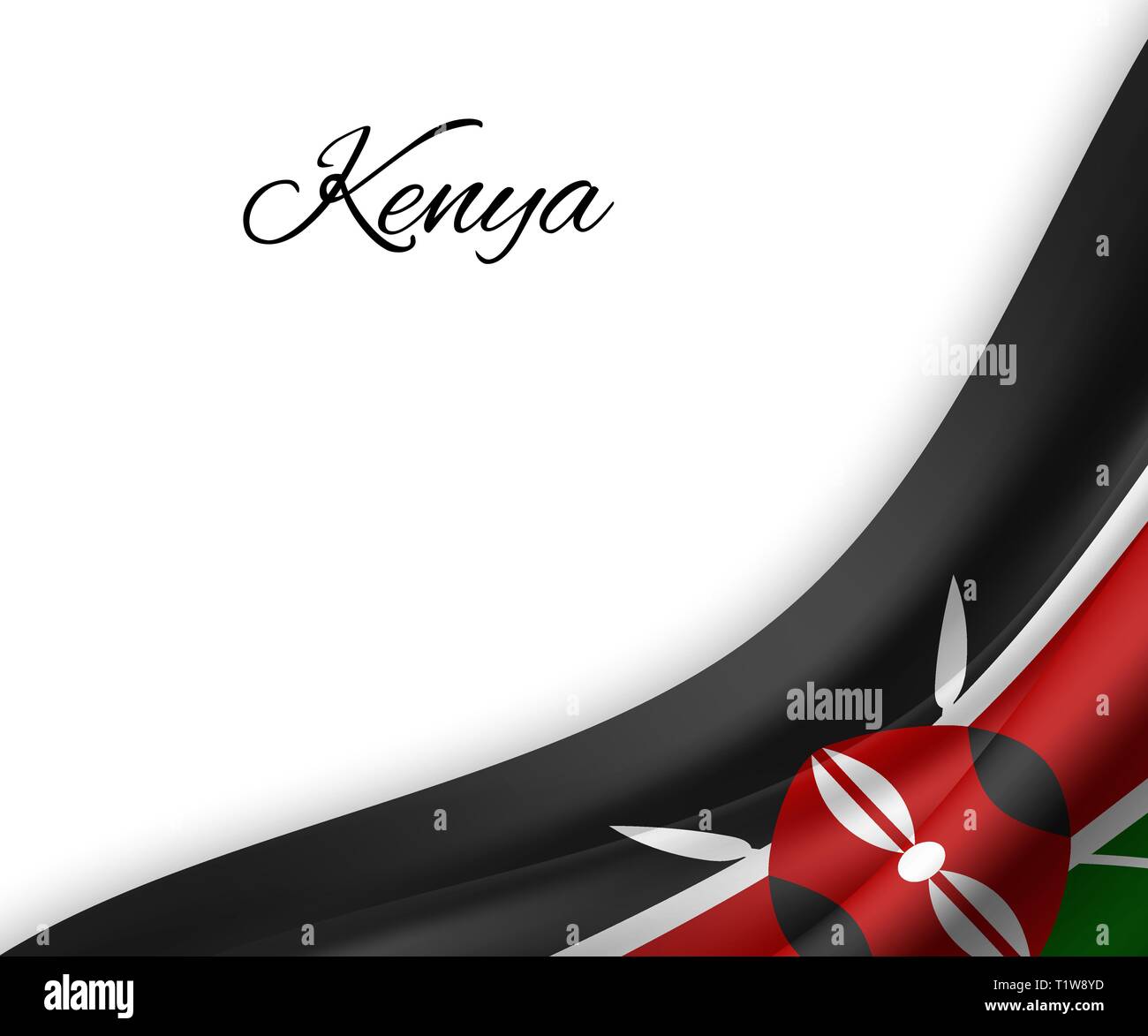waving flag of Kenya on white background. Template for independence day ...