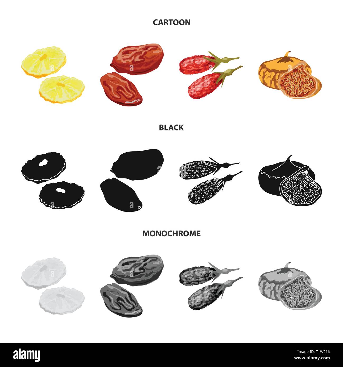 Vector design of food and raw symbol. Collection of food and nature ...