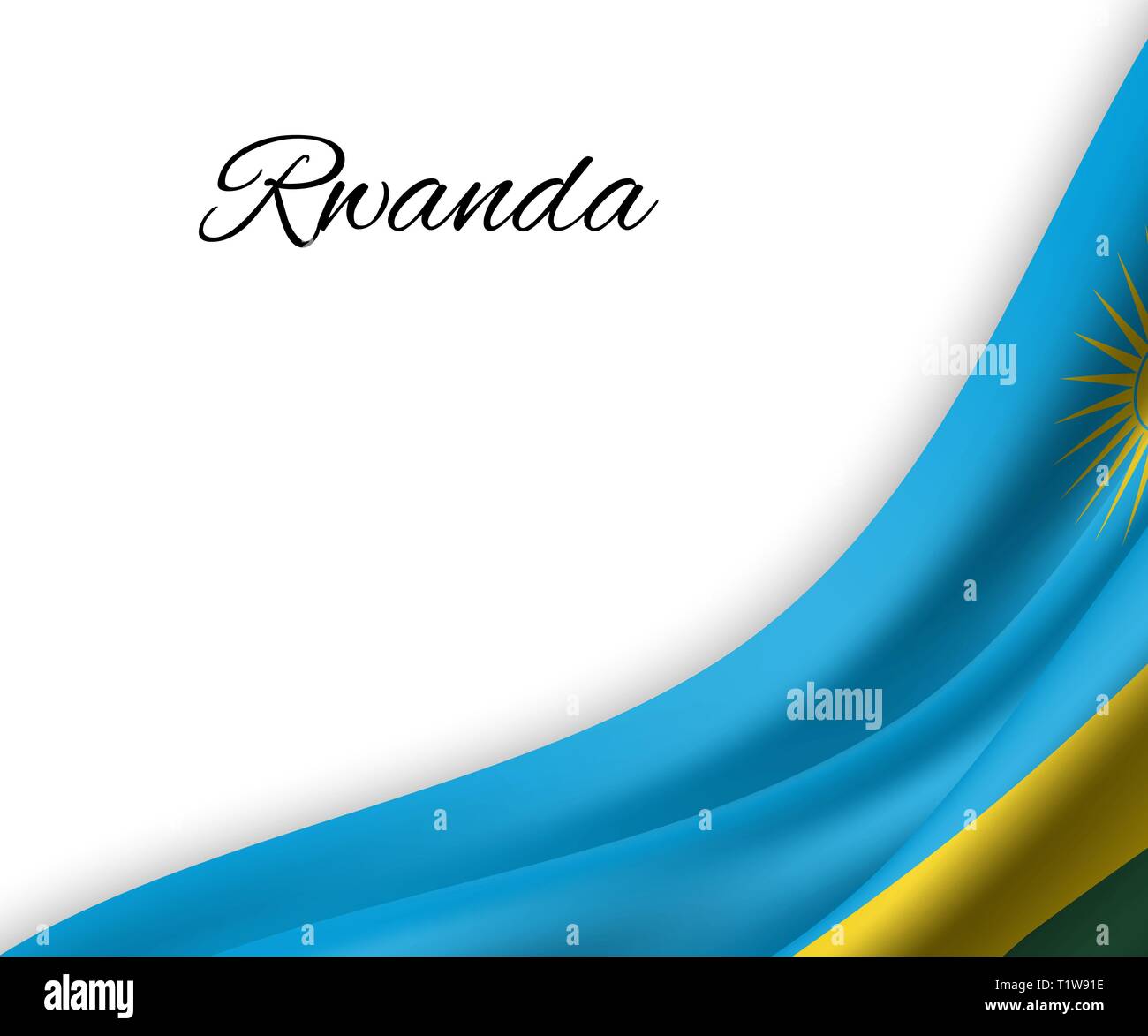 waving flag of Rwanda on white background. Template for independence day. vector illustration ...